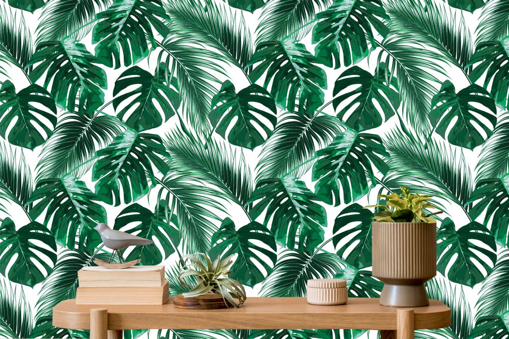 Hawaiian Green Leaves Peel and Stick Wallpaper - MuralSprint | Peel and ...